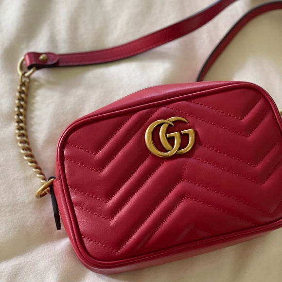Gucci | Bags | Gg Marmont Matelasse Mini Camera Bag Red | Poshmark